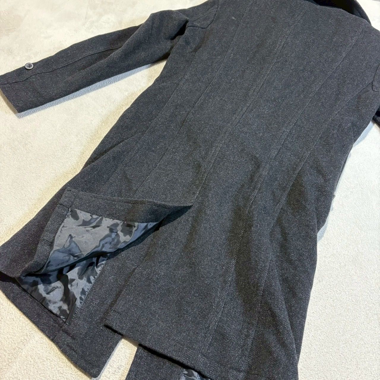 【高級】TORNADO MART （トルネードマート） 毛混 ジップ付きポケット ロングコート ダブルジップ ウールコート メンズMサイズ ...