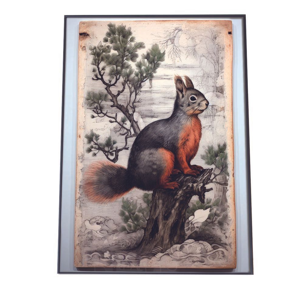 【B1サイズ（約73x103cm）】【lh-poster-1601】【フレーム付き】切手風 動物 ネコ 鳥 ポスター レトロ 古紙 インテリア ...