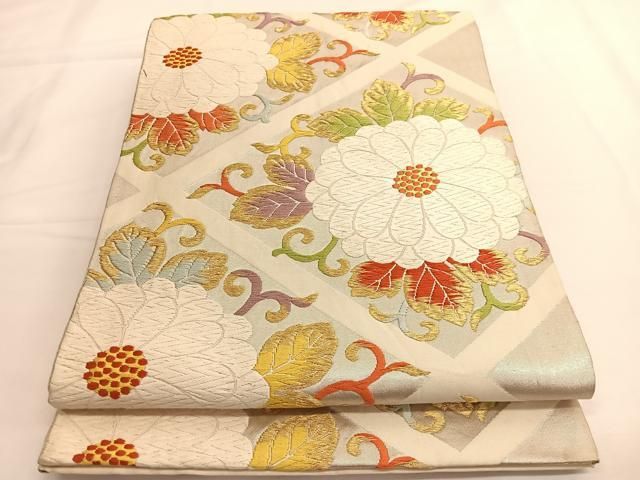 平和屋着物◎六通柄袋帯 唐織 菊唐草文 金糸 正絹 逸品 BAAV9621hv