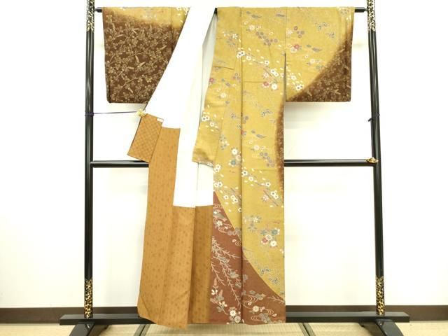 平和屋着物□訪問着 舞蝶花文 暈し染め 金彩 正絹 逸品