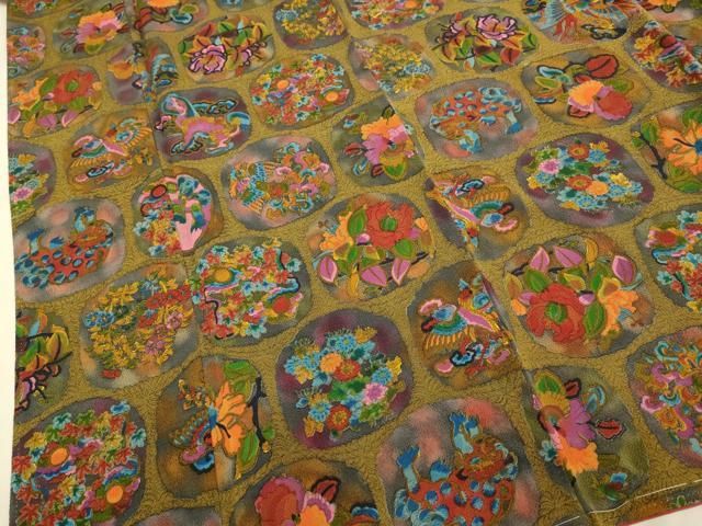 平和屋着物○上質な小紋 鳳凰唐獅子花文 鬼しぼ縮緬 正絹 逸品 未使用