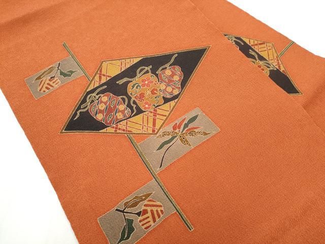 平和屋着物○九寸名古屋帯 刺繍 型染め 成物 鬼しぼ縮緬 正絹 逸品