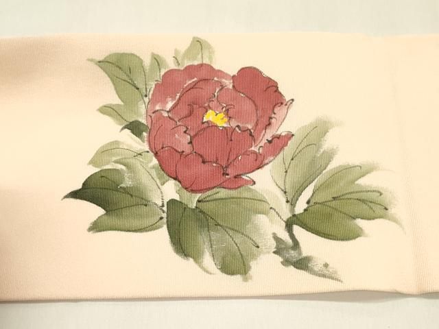 平和屋着物○九寸名古屋帯 作家物 手描き 牡丹 正絹 逸品 DAAZ2449op