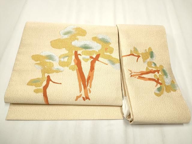 平和屋着物○爪掻き本綴れ つけ帯 枝松文 金銀糸 正絹 逸品 CABA4983hy