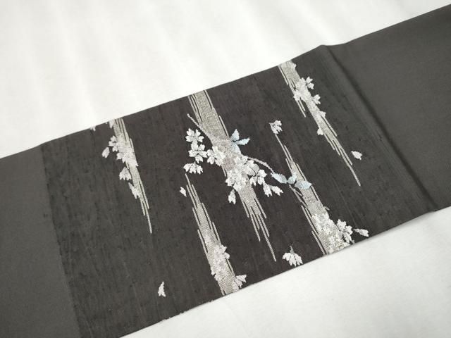 平和屋着物○九寸名古屋帯 すくい織 舞桜文 正絹 逸品 CABA5094hy