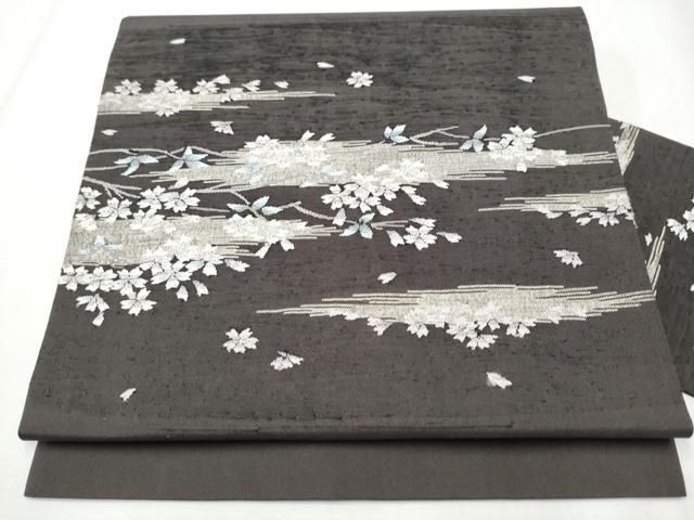 平和屋着物○九寸名古屋帯 すくい織 舞桜文 正絹 逸品 CABA5094hy