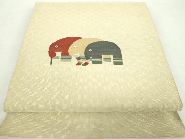 平和屋着物○八寸名古屋帯 すくい織 象 正絹 逸品 DAAZ0826ps - メルカリ