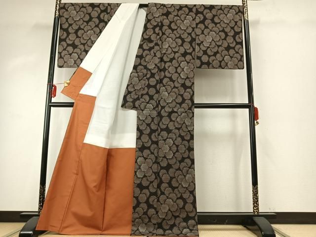 平和屋着物●本場大島紬　カタス7マルキ　雪輪重ね南天文　正絹　逸品　AABB0453ck 平和屋着物○本場大島紬 カタス7マルキ 雪輪重ね文 正絹 逸品