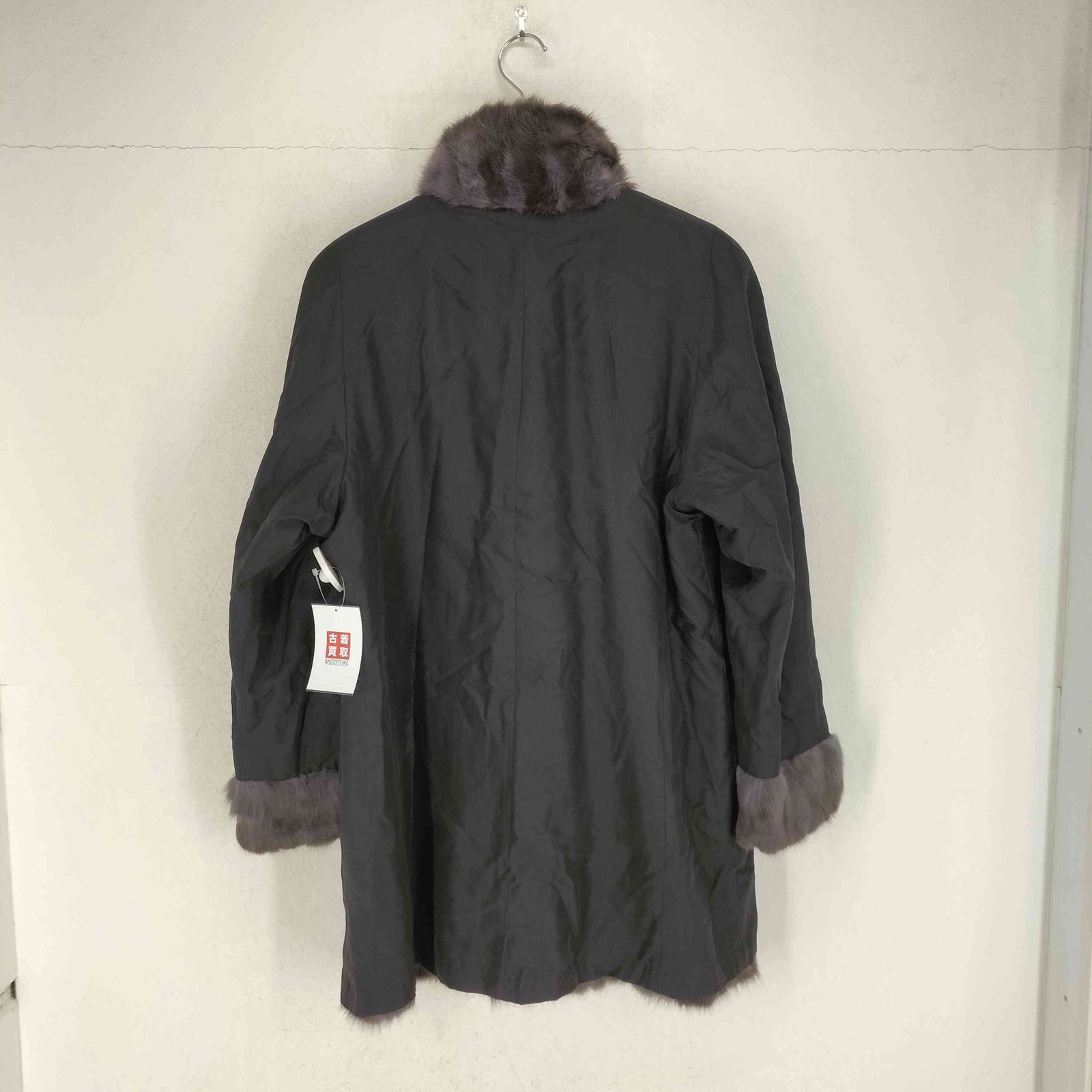 ユーズドフルギ USED古着 リアルファー ナイロン切替ステンカラー