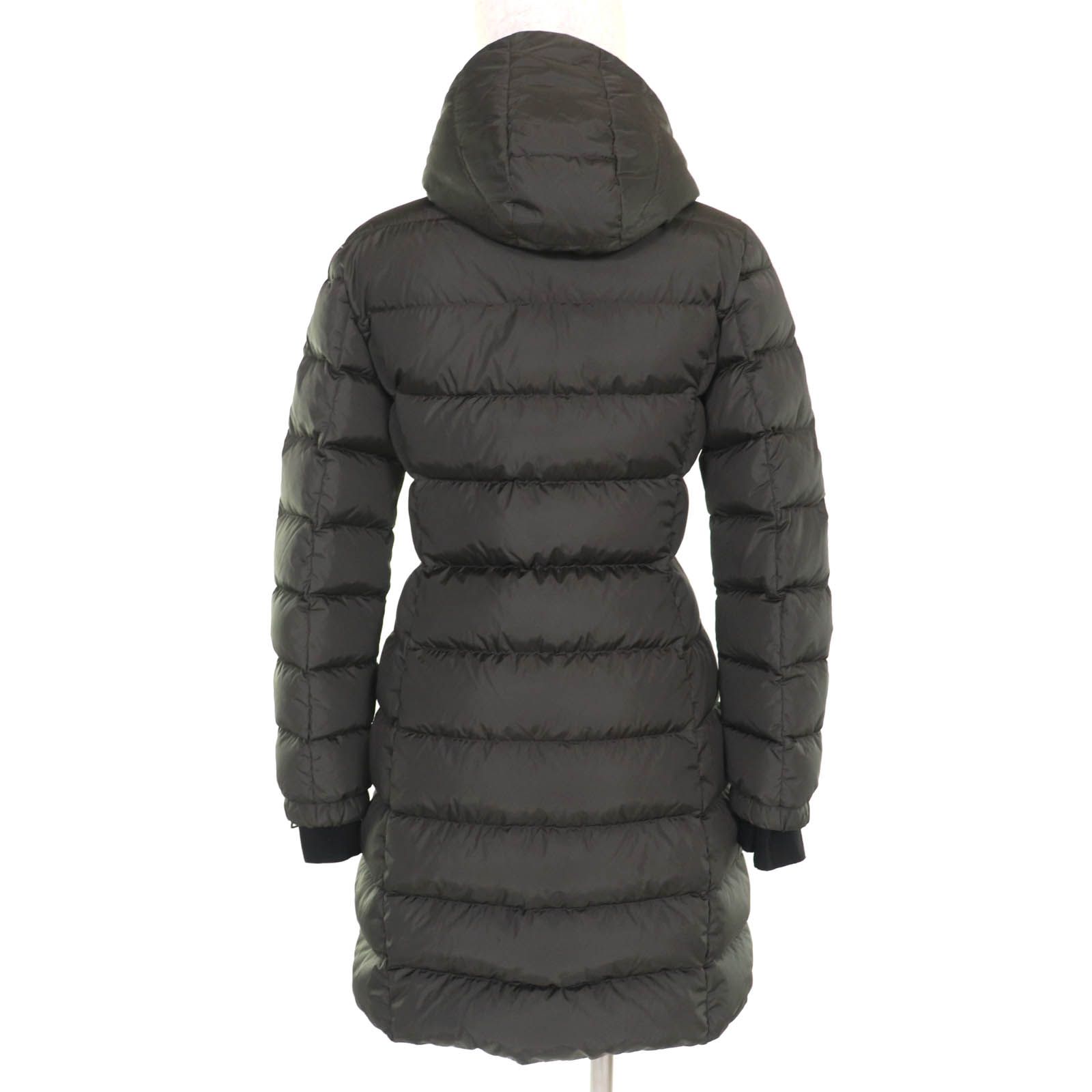 美品☆MONCLER モンクレール BETULONG ロゴワッペン・フード付 ZIP UP ダウンコート カーキ 0 正規品 レディース 美品☆MONCLER モンクレール BETULONG ロゴワッペン・フード付 ZIP UP
