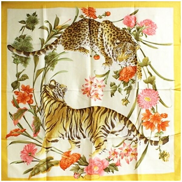Salvatore Ferragamo Scarf Leopard Cream Yellow A | eBay
