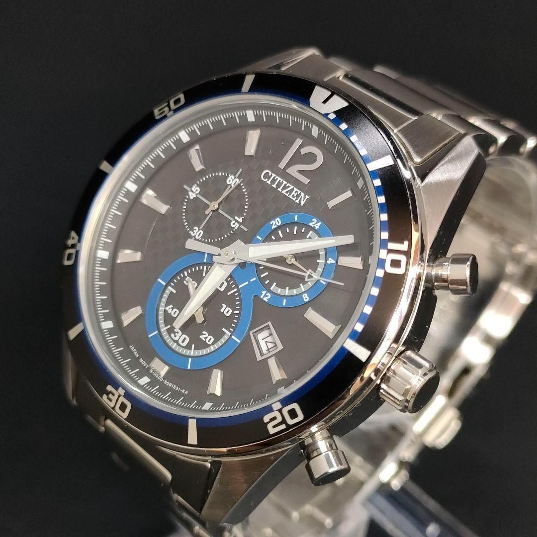 759-13 極美品 CITIZEN シチズン H500 ブラック シルバー ブルー ソーラー solar 充電式 エコドライブ ...