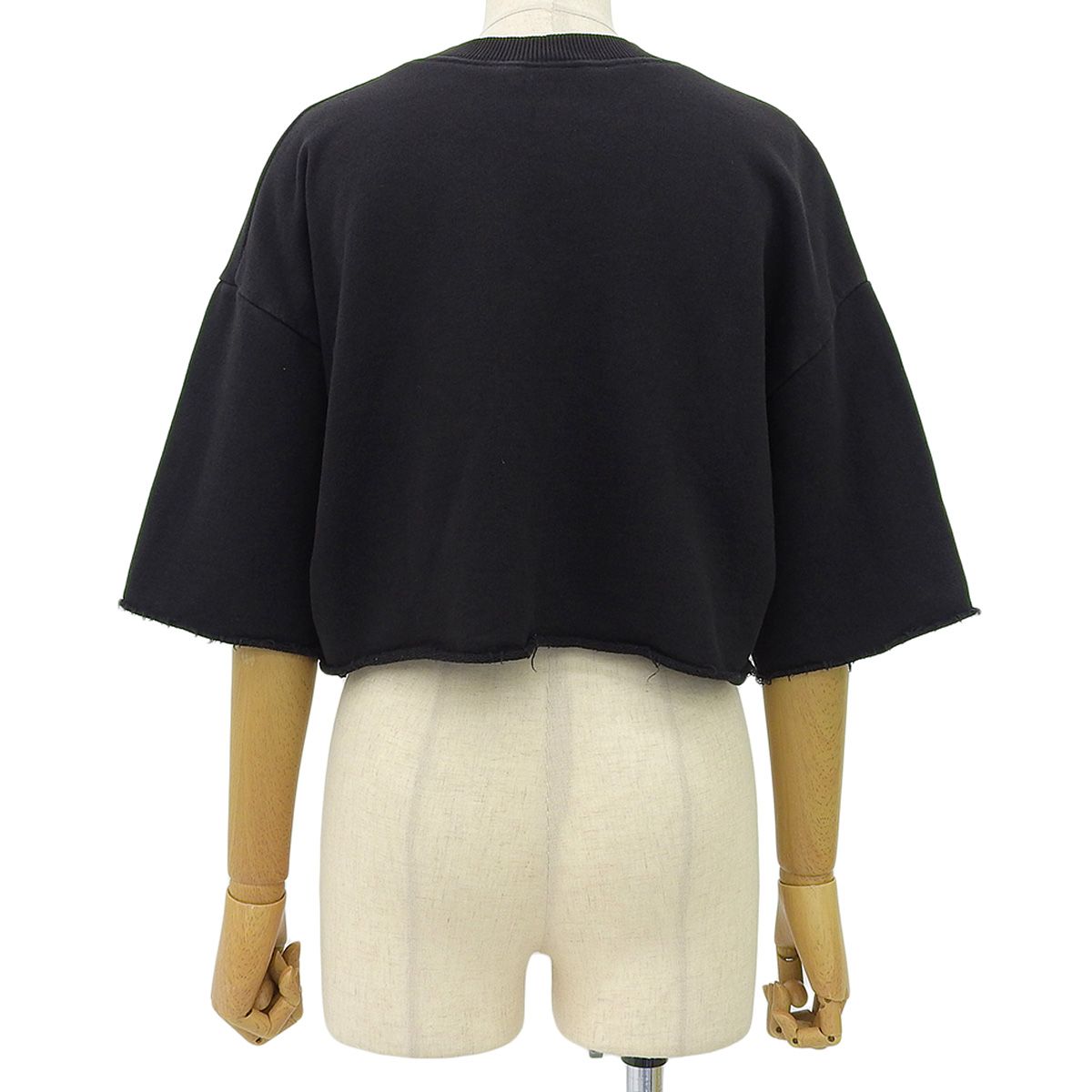 SAINT LAURENT PARIS(サンローランパリ) クロップド丈 ロゴ スウェット スウェット/パーカー 2016年 七分袖 短丈 ショート丈 ダメージ加工 トップス アパレル S コットン ブラック黒 464919 レディース 40802156584【中古】【アラモード】 SAINT LAURENT PARIS(サンローランパリ) クロップド丈 ロゴ スウェット