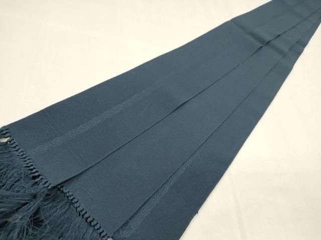 平和屋着物○男性 本場筑前博多織 角帯 献上 青藍色 正絹 逸品