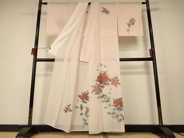 平和屋着物＊夏物 訪問着 絽 草花文 反端付き 正絹 逸品 AABE1297jd