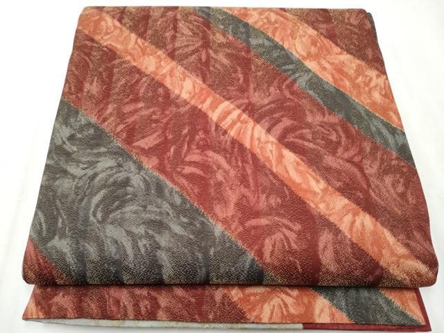 平和屋着物○両面 全通柄袋帯 本場染大島紬地 墨流し紗線文 金通し地