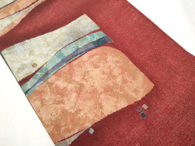 平和屋着物○両面 全通柄袋帯 本場染大島紬地 墨流し紗線文 金通し地