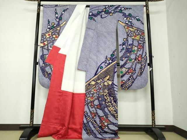 平和屋着物○豪華振袖 絞り 枝梅 花熨斗文 金彩 正絹 逸品 DABA1399ps