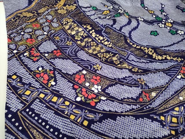 平和屋着物○豪華振袖 絞り 枝梅 花熨斗文 金彩 正絹 逸品 DABA1399ps