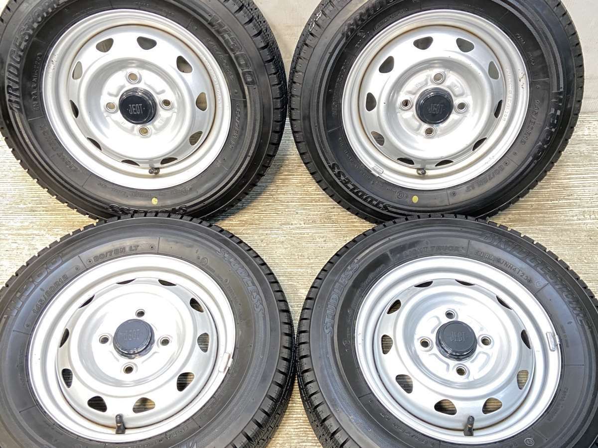 145/80R12 80/78LT ブリヂストン W300 JECT T3 12x3.5 100-4穴 中古タイヤ スタッドレスタイヤ ...