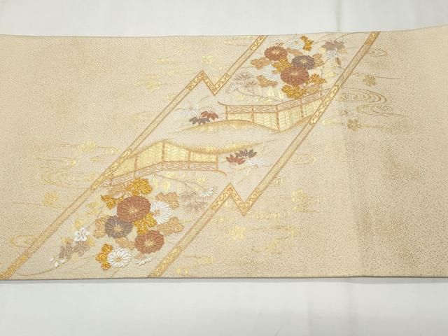 平和屋着物◎太鼓柄袋帯 綴れ 桐花文 金銀糸 正絹 逸品 未使用