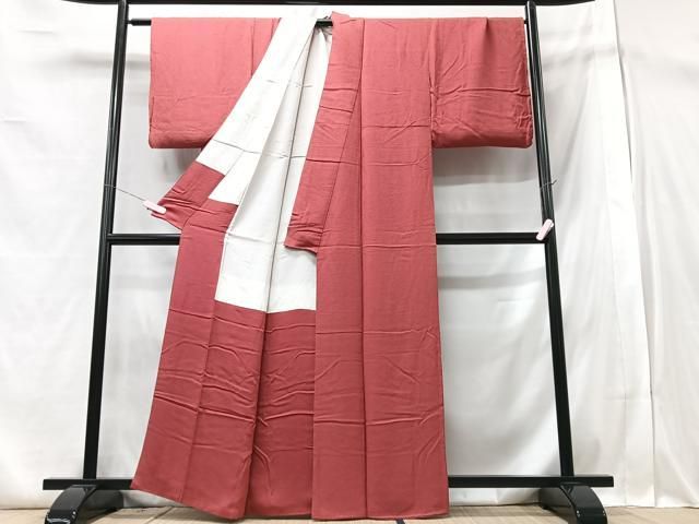 平和屋着物□上質な色無地 草花地紋 甚三紅色 正絹 逸品 CABA4264xe