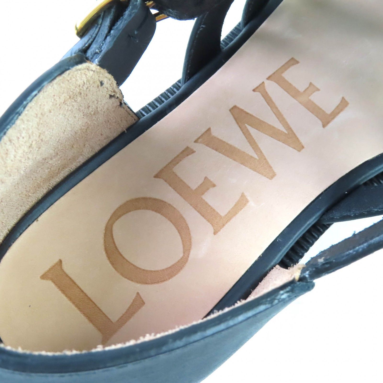 未使用品△LOEWE ロエベ L814465X77 CAMPO カンポ ロゴバックル レザー