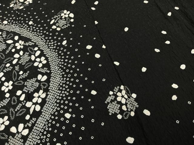 平和屋着物○訪問着 絞り 草花文 黒地 正絹 逸品 AABE1925fy - メルカリ