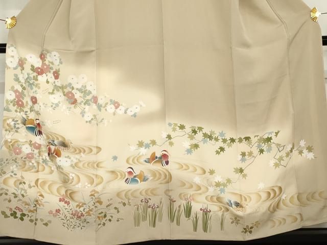 平和屋着物○訪問着 友禅 鴛鴦花文 暈し染め 金彩 正絹 逸品