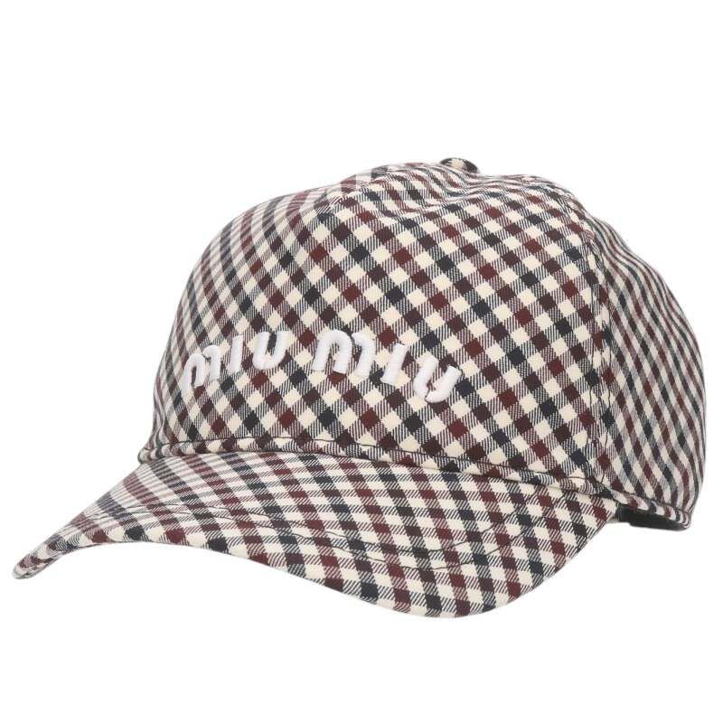 ミュウミュウ 5HC179 ロゴ刺繍チェック柄キャップ レディース S - メルカリ