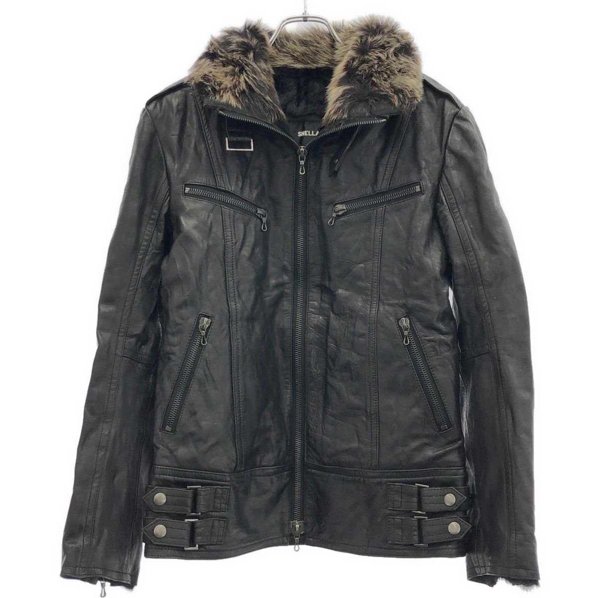 SHELLAC シェラック 裏地ラビットファーホースレザージャケット 24022 ブラック 44 - メルカリ