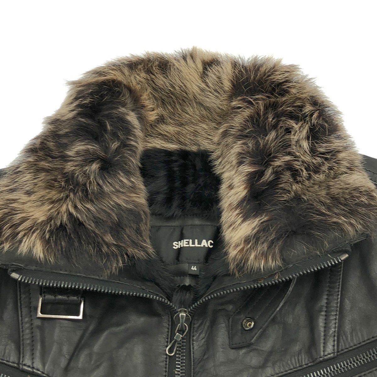 SHELLAC シェラック 裏地ラビットファーホースレザージャケット 24022 ブラック 44 - メルカリ