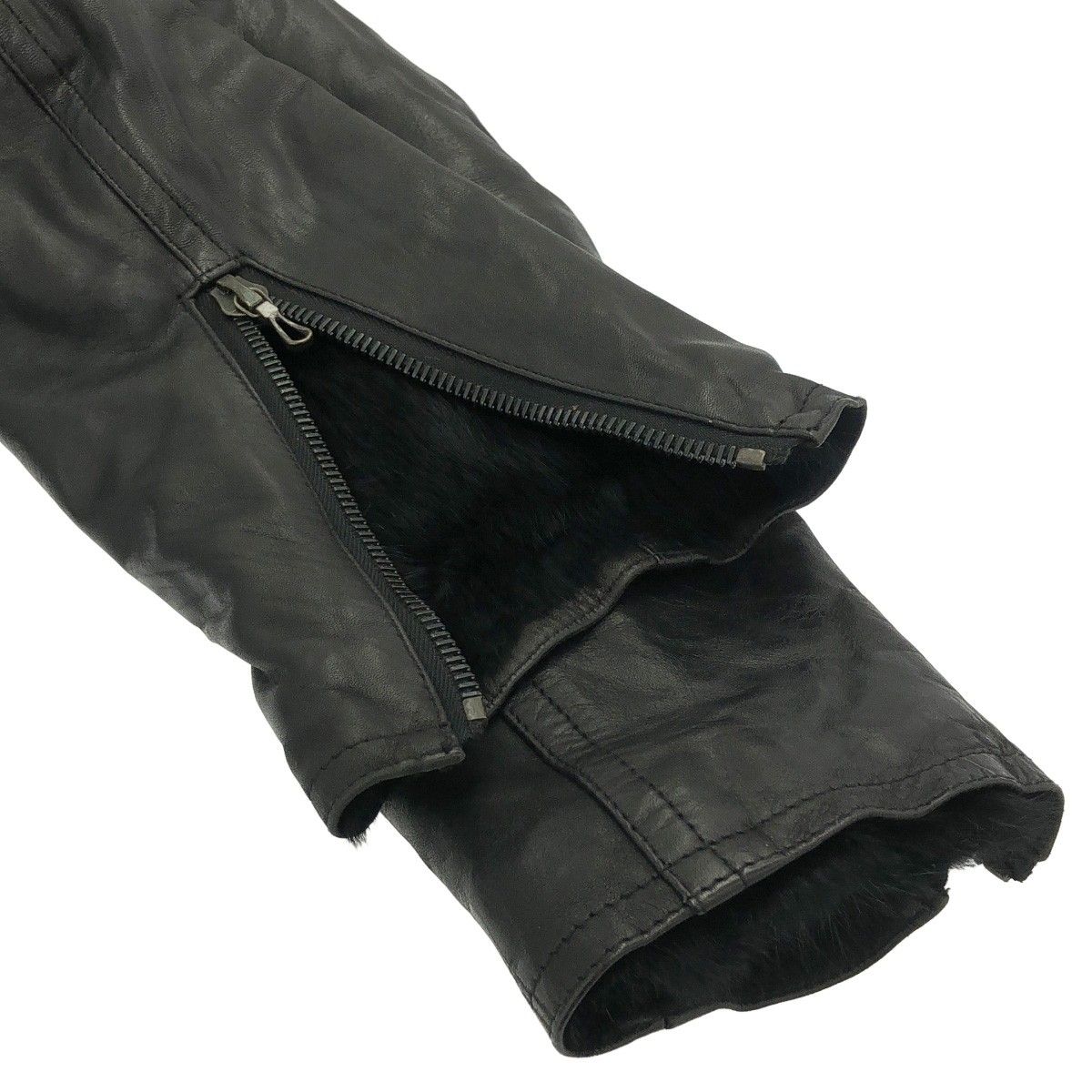 SHELLAC シェラック 裏地ラビットファーホースレザージャケット 24022 ブラック 44 - メルカリ