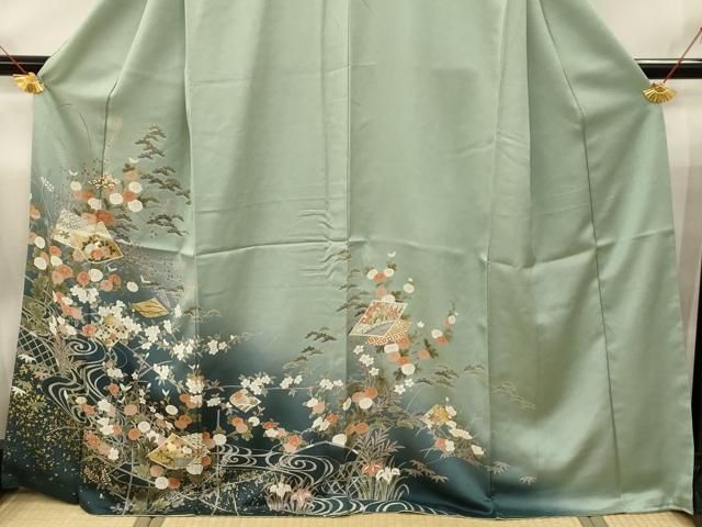 平和屋着物□訪問着 流水色紙花文 暈し染め 金彩 正絹 逸品 AABD5316sx