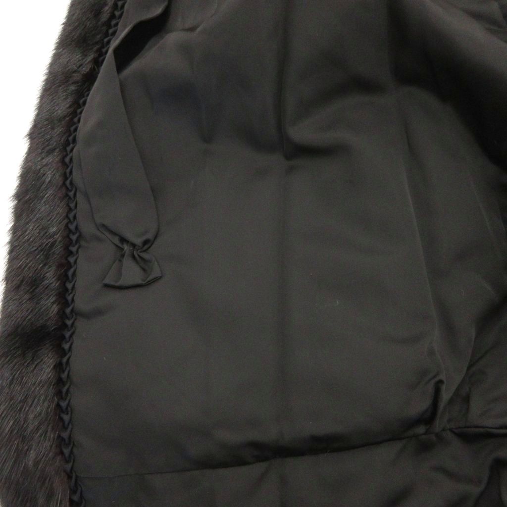 ダークミンク ファー コート 毛皮 ショート丈 金ボタン 黒系 /UO □GY18