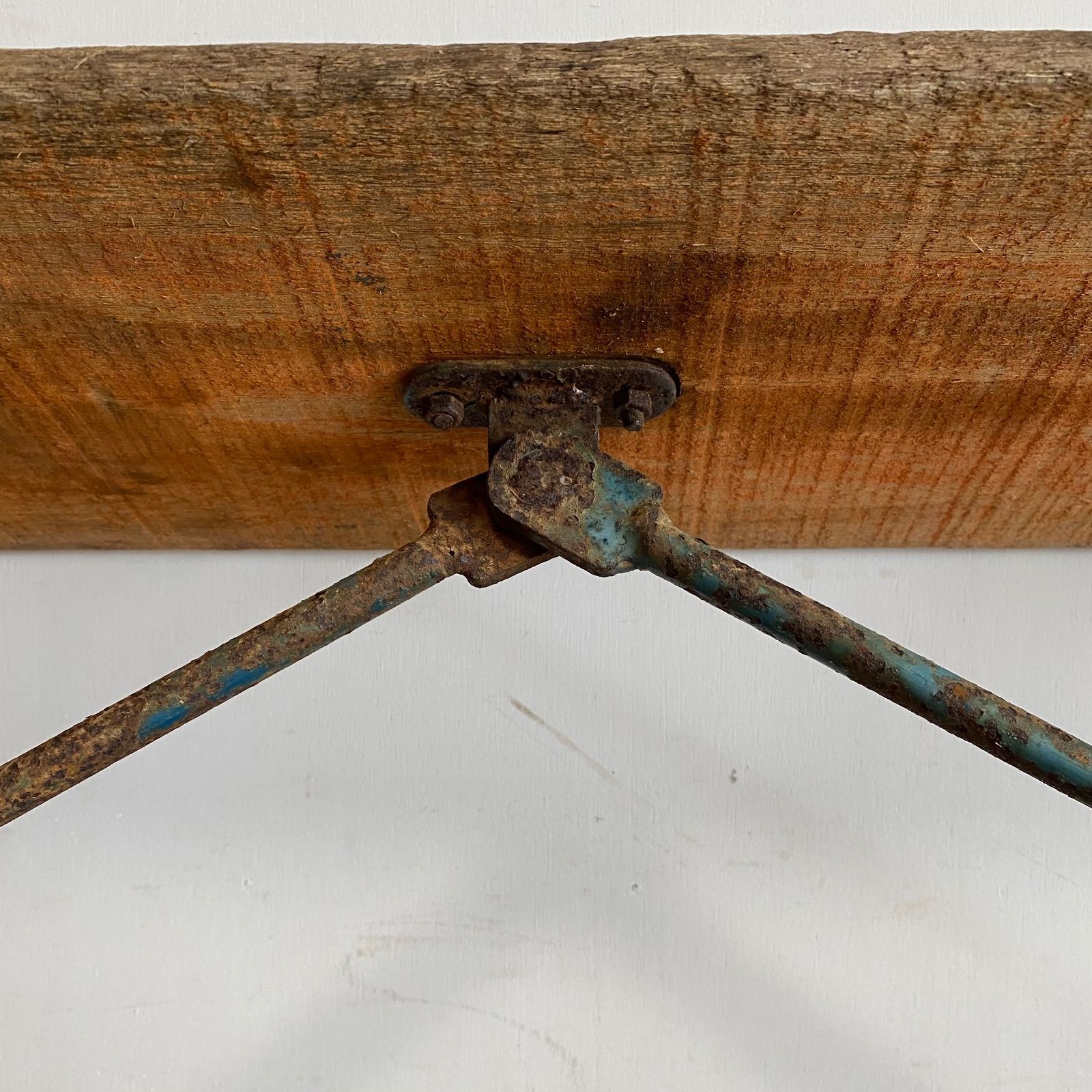 アンティーク 古家具 古道具 足場 作業台 アイアン脚 テーブル 木製 ディスプレイ台 店舗什器 インダストリアル シャビー y353 - メルカリ