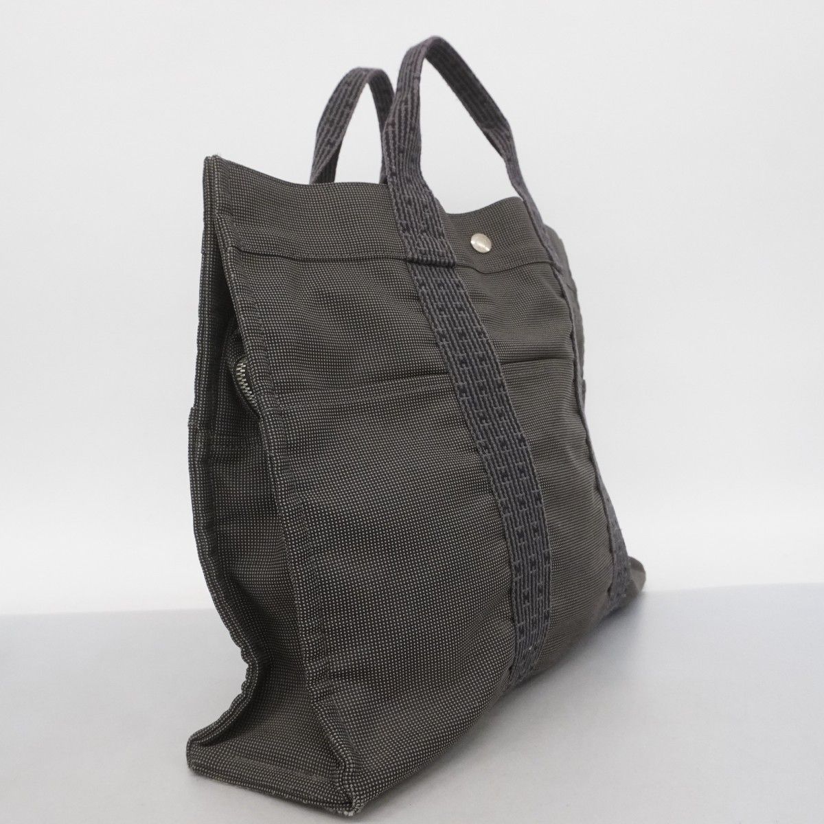 【5pb2261】エルメス トートバッグ エールラインMM キャンバス グレー シルバー金具【中古】レディース 5pb2261】エルメス トートバッグ エールラインMM キャンバス グレー