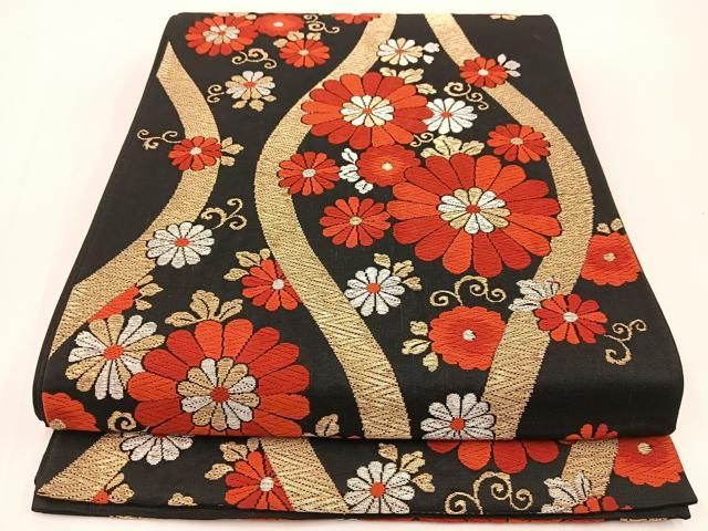 平和屋着物 六通柄袋帯 貝合わせ動物文 金銀糸 正絹 逸品 CAAJ0745eg(