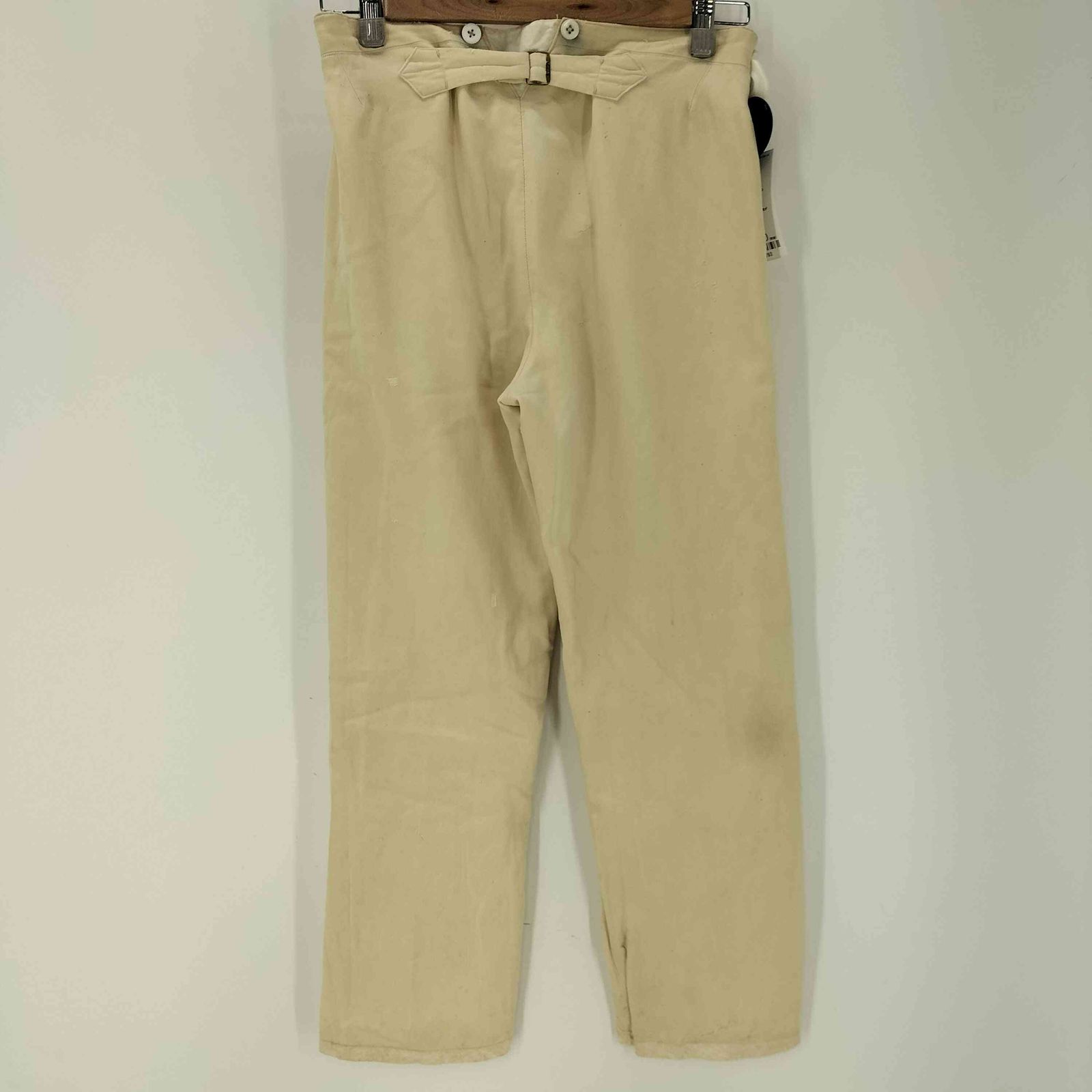 USED古着(ユーズドフルギ) 30S~ BELLE JARDINIERE SOLIDE PARIS 真鍮バックル 2本針尾錠 スレキストライプ フレンチ アンティーク ワーク パンツ サスペンダーボタン メンズ 表【中古】【ブランド古着バズストア】 ユーズドフルギ USED古着 30S~ BELLE JARDINIERE SOLIDE PARIS 真鍮