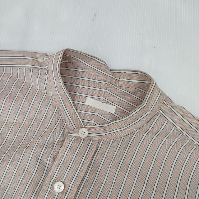 COMOLI M01-02002 バンドカラー コットン ストライプ サイズ0 長袖