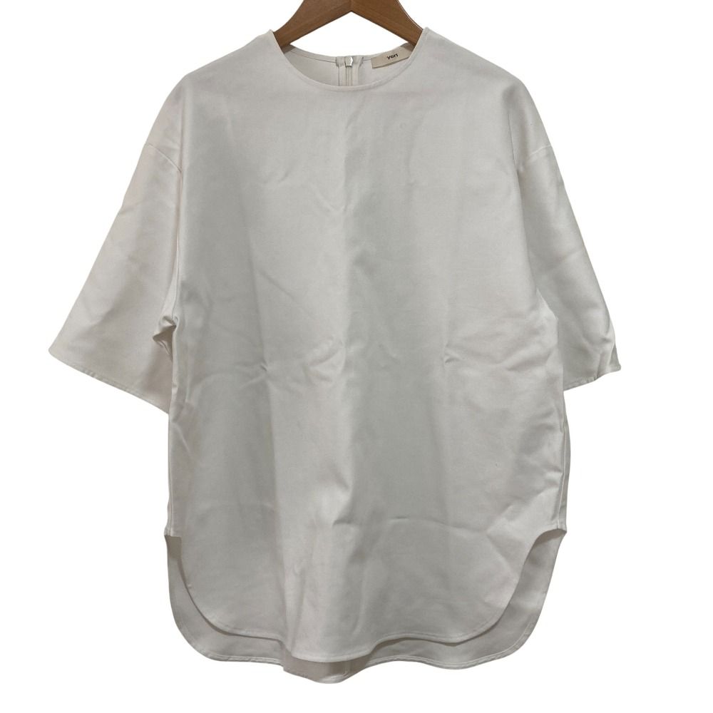美品 24SS yori ヨリ 五分袖 高密度 ストレッチ フレアブラウス