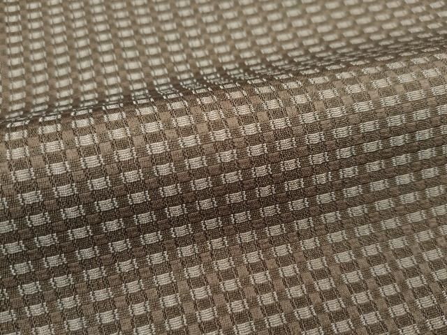 平和屋本店○希少 西陣 木野織物 菱屋善兵衛謹製 お召 格子柄 反端付き