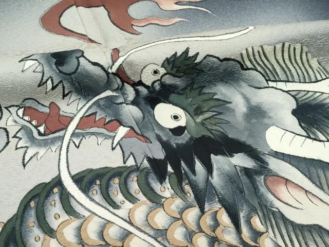 上 染色作家 草野一騎 色留袖 手描き 龍 暈し染め 蝋色地 健勝苑扱い s