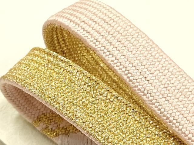 平和屋本店●和装小物　帯締め・帯揚げセット　高麗組 綾出し　泥箔　金糸　金彩　逸品　未使用　AABC4258ay 平和屋本店○和装小物 帯締め・帯揚げセット 高麗組 短冊花文 暈し染め