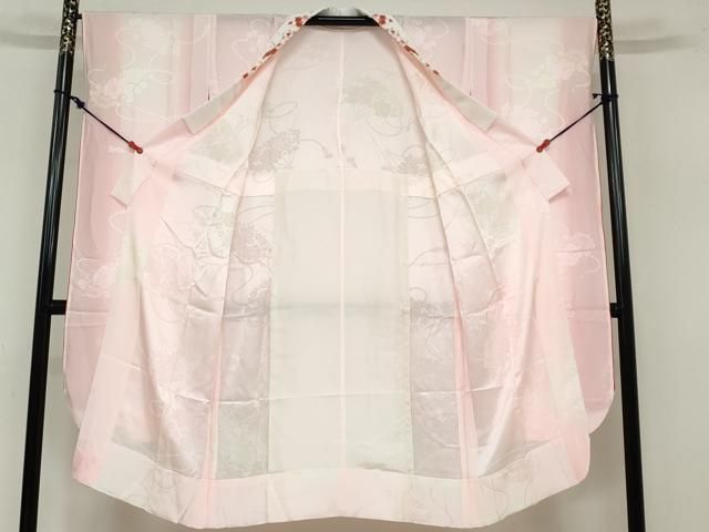 平和屋着物○振袖用長襦袢 無双仕立て 扇面草花地紋 暈し染め 半