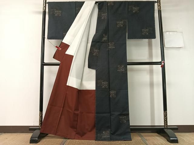 平和屋着物○本場大島紬 7マルキ 舞蝶文 正絹 逸品 未使用 CABA4790vp