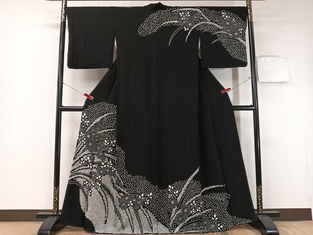 平和屋着物○訪問着 総絞り 菊花文 黒地 正絹 逸品 CABB4819vp - メルカリ