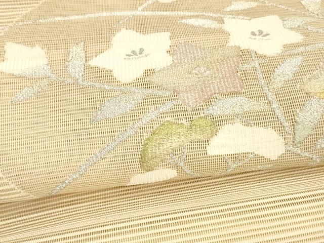 平和屋着物＊夏物 絽綴れ 八寸名古屋帯 草花文 金銀糸 正絹 逸品