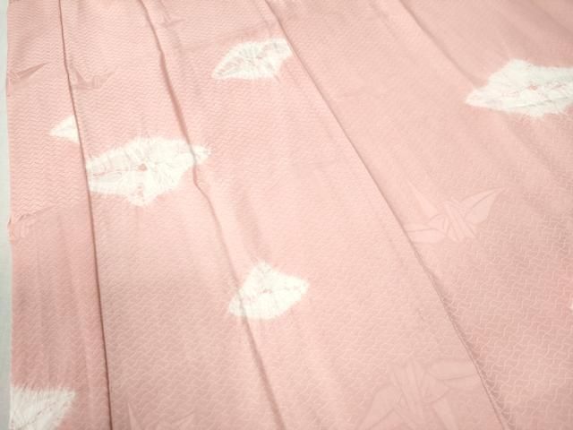 平和屋着物○長襦袢 無双仕立て 絞り 網目折り鶴地紋 半衿刺繍 正絹