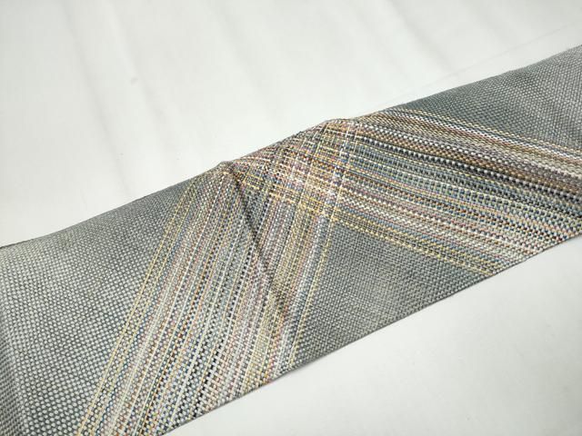 平和屋着物○八寸名古屋帯 組織 紗線文 金銀糸 正絹 逸品 CABB0500hy